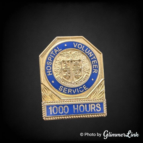 Jewelry | Vintage Hospital Volunteer Service Pin Blue Enamel Gold Tone ...